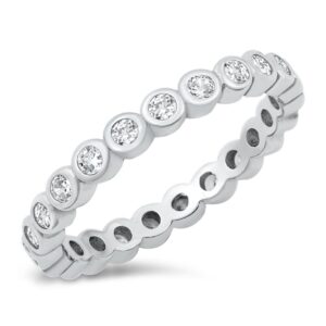 clear cz polished eternity circle ring new .925 sterling silver band size 7