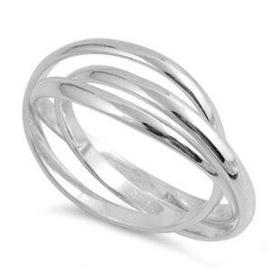 triple interlocked rolling stacking ring sterling silver wedding band size 10