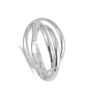 Triple Interlocked Rolling Stacking Ring Sterling Silver Wedding Band Size 10