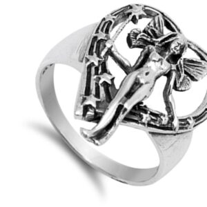 Mystical Fairy Heart Star Promise Ring New .925 Sterling Silver Band Size 7