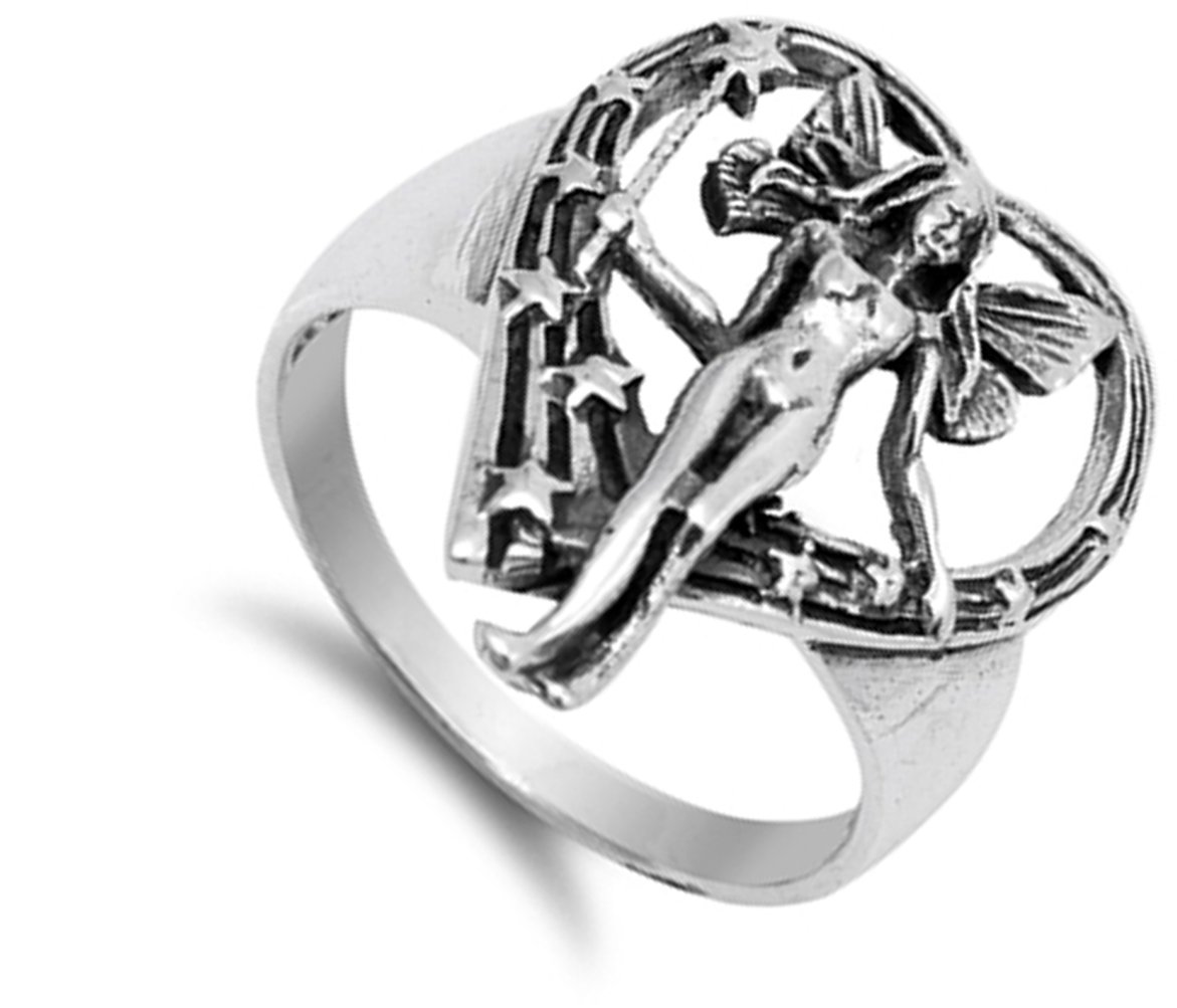 Mystical Fairy Heart Star Promise Ring New .925 Sterling Silver Band Size 7