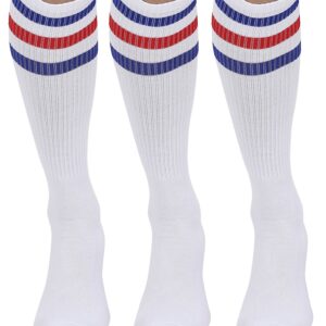 Joulli Men's White Knee High Tube Socks 3 Pairs