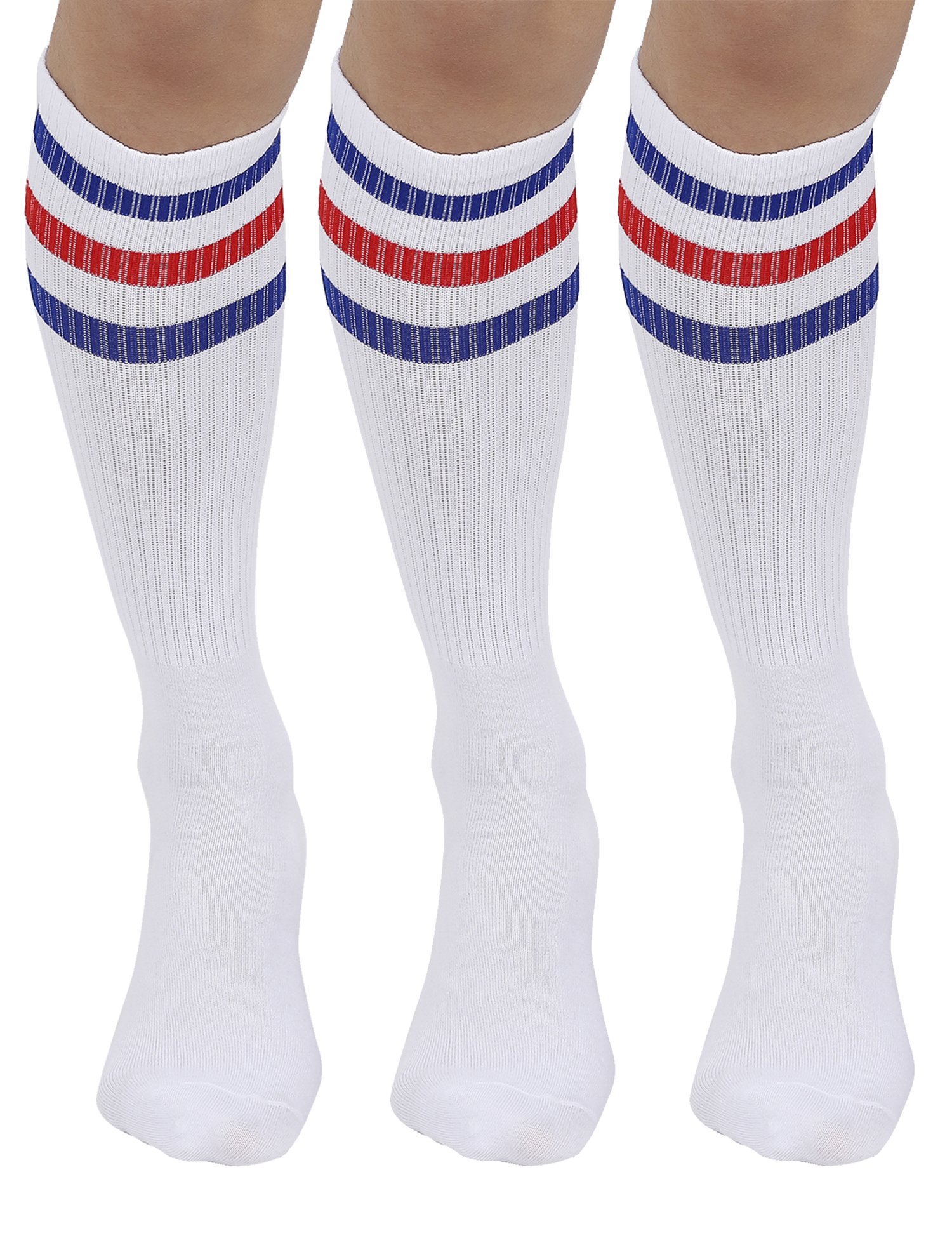 Joulli Men's White Knee High Tube Socks 3 Pairs