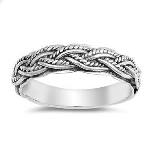 braided woven criss cross thumb ring new .925 sterling silver band size 7