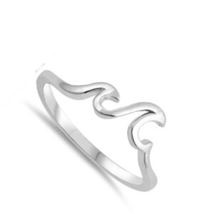 Wave Ocean Sea Tropical Nature Thumb Ring .925 Sterling Silver Band Size 4