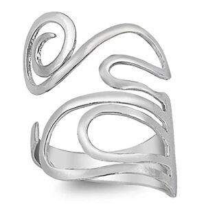 flexible adjustable swirl thumb ring new .925 sterling silver band size 10