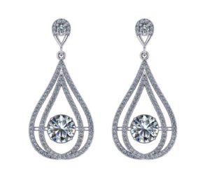 central diamond center chandelier dancing gemstone dangle earrings 925 silver & pure brilliance zirconia - platinum plated