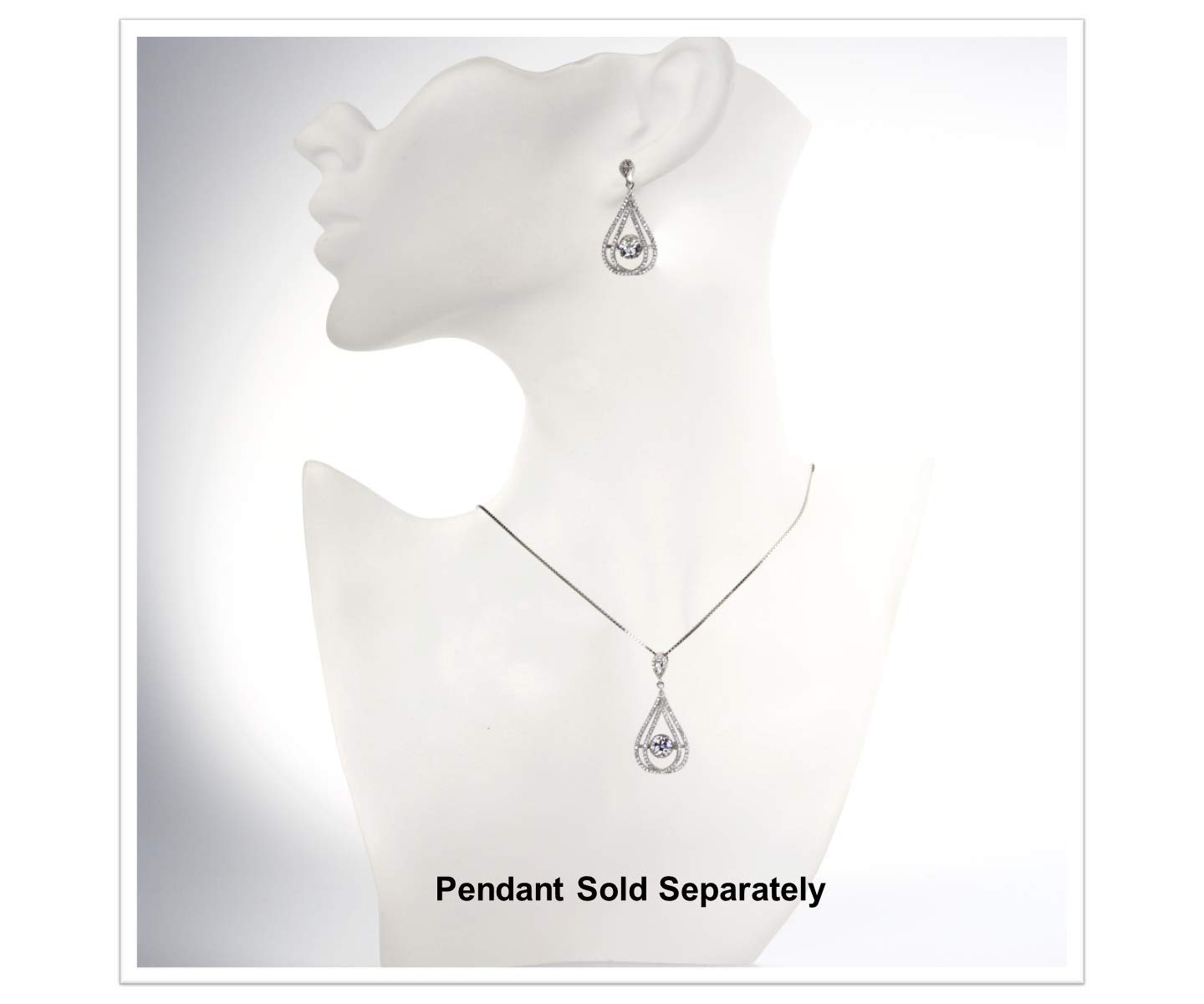 Central Diamond Center Chandelier Dancing Gemstone Dangle Earrings 925 Silver & Pure Brilliance Zirconia - Platinum Plated