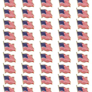 50 PCS American Flag Lapel Pin Waving for Veterans Independence Memorial Day Decorations Gifts USA Flag Pins 4th of July Accessaries