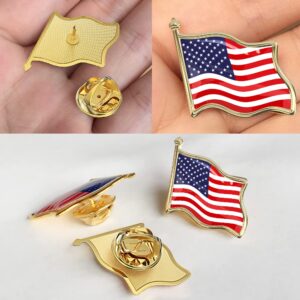 50 PCS American Flag Lapel Pin Waving for Veterans Independence Memorial Day Decorations Gifts USA Flag Pins 4th of July Accessaries