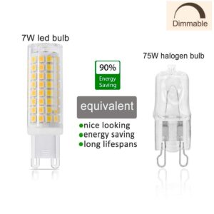 SYXKJ G9 Led Bulb, Dimmable 75W Halogen Bulb Equivalent, All New 7W G9 Bulb, 750lm AC120V Input, G9 bi-pin Base Corn Bulb,Warm White 4pack