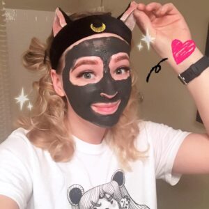 Ziper Cute Cat Usagi Moon Cosmetic Hairband shower headband (Black)