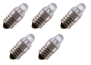 sci-supply miniature led flashlight bulbs, 3 volt mini lamps, cool white, e10 small led bulbs, pack of 5