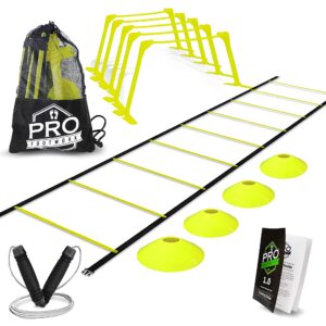 agility ladder speed training equipment includes 5 adjustable speed hurdles agility speed ladder, jump rope, cones, soccer training equipment for kids - football training equipment or training ladder