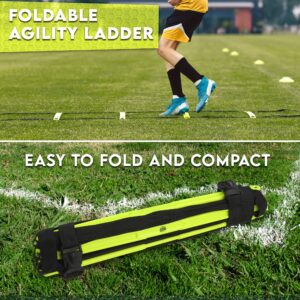 Agility Ladder Speed Training Equipment Includes 5 Adjustable Speed Hurdles Agility Speed Ladder, Jump Rope, Cones, Soccer Training Equipment for Kids - Football Training Equipment or Training Ladder