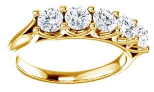 affy white natural diamond five stone engagement wedding ring in 14k solid yellow gold (1 ct), ring size-4.5