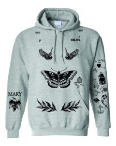 allntrends adult hoodie harry tattoos 2021 newest sweatshirt cool top trendy hooded (2xl, sporty grey)