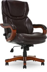 serta big and tall executive office chair with upgraded wood accents, win-win biscuit bonded leather