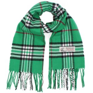 tz promise plaid cashmere feel classic soft luxurious winter scarf for men women (green)