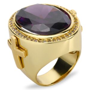 hkn1682 designs purple amethyst cubic zirconia 14k gold plated bishop cross ring (10)