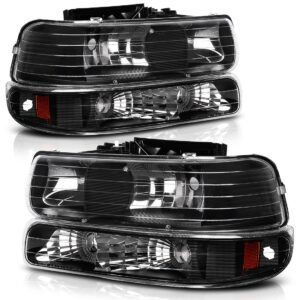 autosaver88 headlight assembly compatible with 1999-2002 chevy silverado 1500 2500/2001-2002 chevy silverado 1500hd 2500hd 3500/2000-2006 tahoe suburban 1500 2500 headlamp with bumper lights