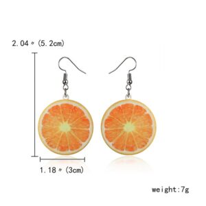 VEINTI+1 Summer Fruit Earrings Lightweight Trendy Statement Creative Funny Lifelike Fruits Acrylic Earrings for Women (Orange)