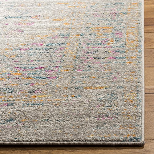 SAFAVIEH Madison Collection Area Rug - 6' x 9', Light Grey & Fuchsia, Boho Chic Distressed Design, Non-Shedding & Easy Care, Ideal for High Traffic Areas in Living Room, Bedroom (MAD122G)