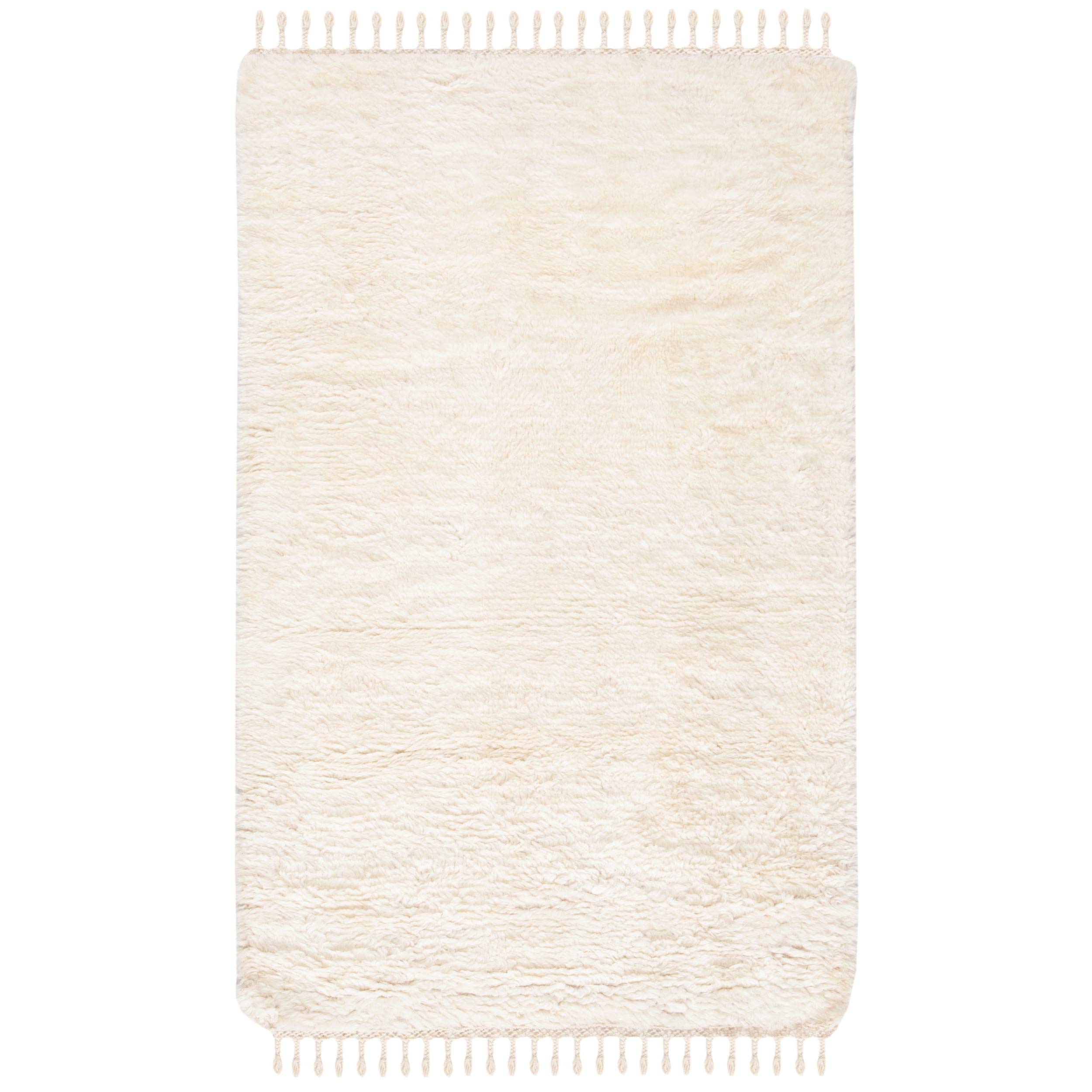 SAFAVIEH Casablanca Collection Area Rug - 8' x 10', Ivory, Hand-Knotted Tassel New Zealand Wool, 1.8-inch Thick Ideal for High Traffic Areas in Living Room, Bedroom (CSB150A)