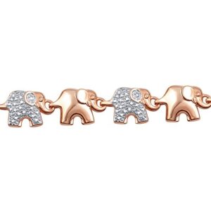 Beyond Brilliance Tennis Bracelets for Women | Cute Elephant Rose Gold Plated Round Cut Natural Diamond Link Tennis Bracelet (I-J, I3) | Jewelry for Teen Girls | Gift Box Included