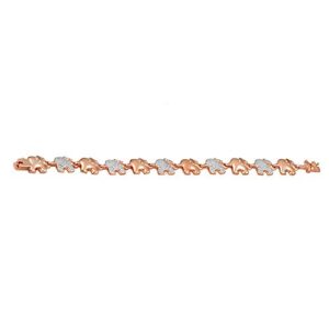 Beyond Brilliance Tennis Bracelets for Women | Cute Elephant Rose Gold Plated Round Cut Natural Diamond Link Tennis Bracelet (I-J, I3) | Jewelry for Teen Girls | Gift Box Included