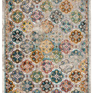 SAFAVIEH Aria Collection Area Rug - 9' x 12', Beige & Multi, Floral Distressed Design, Non-Shedding & Easy Care, Ideal for High Traffic Areas in Living Room, Bedroom (ARA161E)