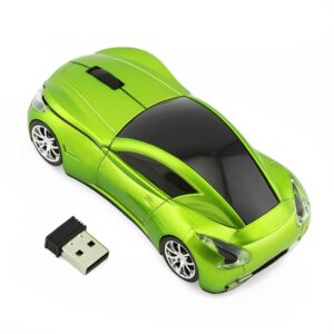 Sport Car Shape Mouse 2.4GHz Wireless Optical Gaming Mice 3 Buttons DPI 1600 Mouse for PC Laptop Computer (Green)