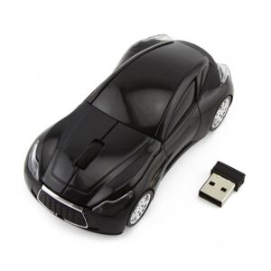 sport car shape mouse 2.4ghz wireless optical gaming mice 3 buttons dpi 1600 mouse for pc laptop computer (black)