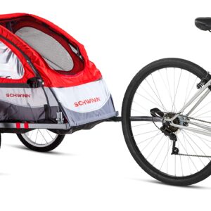 Schwinn Trailblazer Plus Single Child Bike Trailer, for 1 Child Only Up to 40 lbs., Additional 12 lbs. of Convenient Storage Capacity, Canopy, 16-Inch Air-Filled Tires, Red