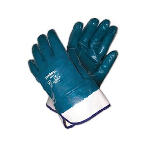 mcr safety 9761 predator fully coated nitrile, one size fits all, blue/white (pack of 12)