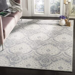 safavieh blossom collection 5' x 8' light grey/ivory blm106a handmade premium wool area rug