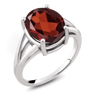 gem stone king 925 sterling silver red garnet ring for women (5.50 cttw, gemstone january birthstone, oval 12x10mm, available in size 5,6,7,8,9)