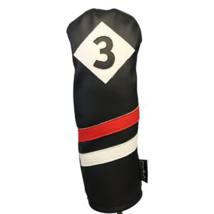 Majek Retro Golf Headcovers Black Red and White Vintage Leather Style 3 5 X Fairway Wood Head Cover Classic Look