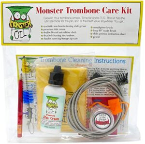 monster trombone care and cleaning kit | usa-based and veteran-owned! slide cream, slide grease, mouthpiece brush to take care of and clean your trombone