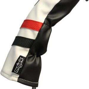 Majek Retro Golf Headcovers White Red and Black Vintage Leather Style 3 5 H Fairway Wood and Hybrid Head Cover Classic Look