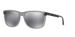 a|x armani exchange men's ax4070s square sunglasses, transparent magnet grey/light grey mirrored/black, 57 mm