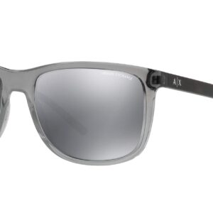 A|X ARMANI EXCHANGE Men's AX4070S Square Sunglasses, Transparent Magnet Grey/Light Grey Mirrored/Black, 57 mm