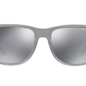 A|X ARMANI EXCHANGE Men's AX4070S Square Sunglasses, Transparent Magnet Grey/Light Grey Mirrored/Black, 57 mm