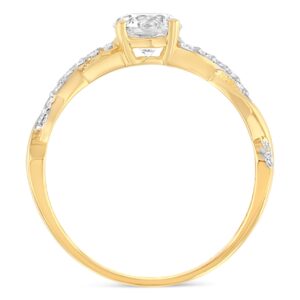 Ioka - 14K Solid Yellow Gold Round Cut CZ Wedding Engagement Ring - Size 7