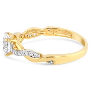 Ioka - 14K Solid Yellow Gold Round Cut CZ Wedding Engagement Ring - Size 7