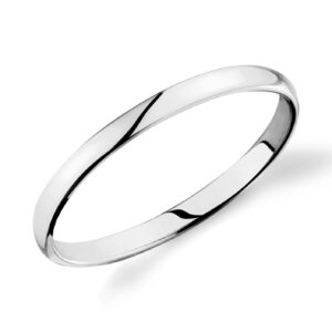 14k white gold 2mm plain wedding band light comfort fit ring