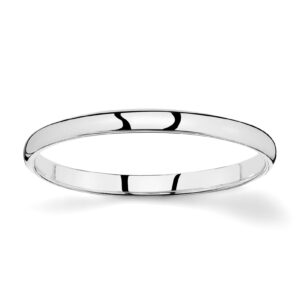 14k White Gold 2mm Plain Wedding Band Light Comfort Fit Ring