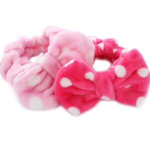 Hairizone Cosmetics Headbands for Washing Face Shower Spa, Soft and Cute Big Bowknot Hair Bands for Women and Girls (Roseo/Pink)