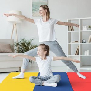 Giantex 6'x2' Tri-Fold Gymnastics Mat with Carry Handles Tumbling Exercise Gym Mat for Aerobics, Yoga, Stretching, MMA (Multicolor)