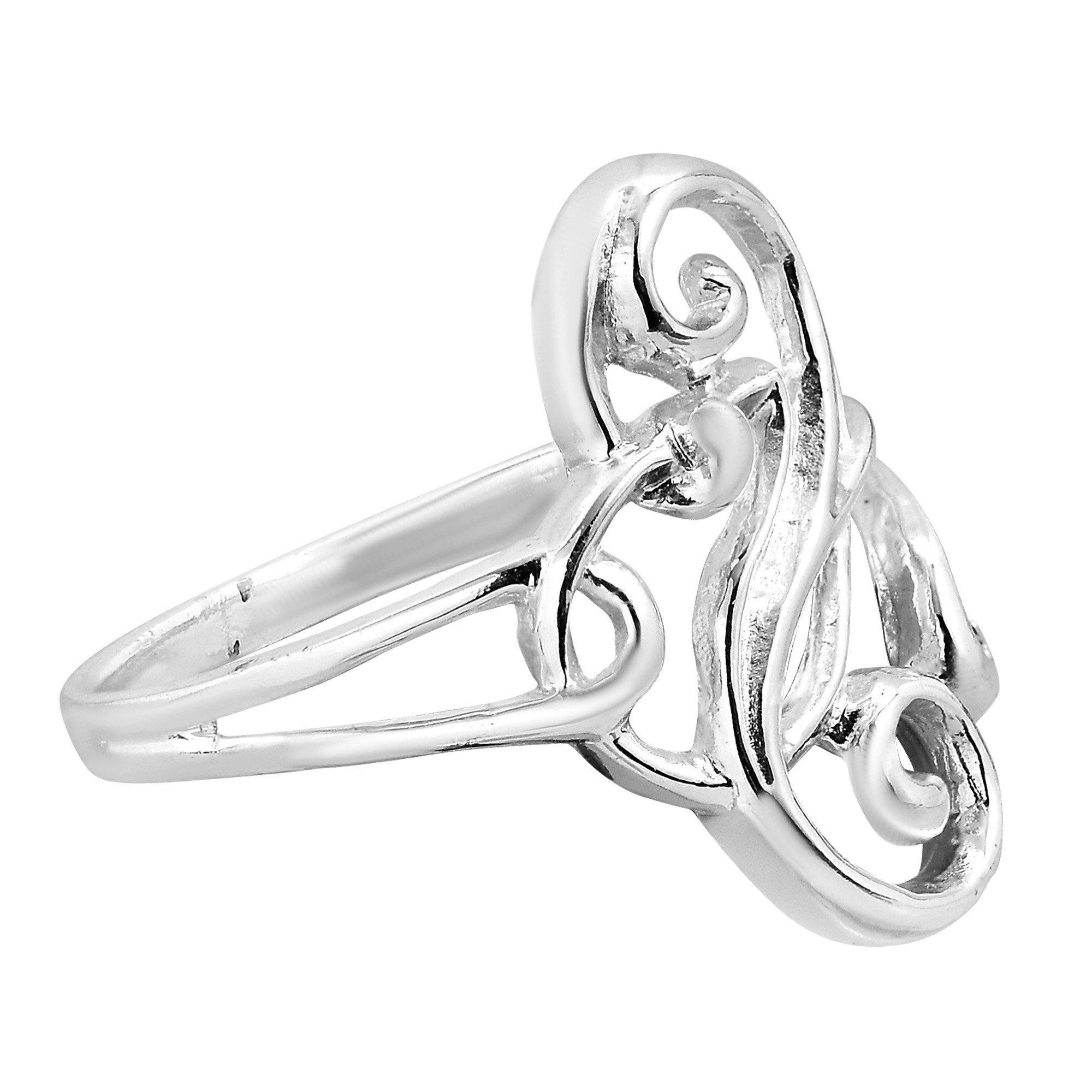 AeraVida Classic Filigree Swirl .925 Sterling Silver Ring | Statement Fashion, Promise Ring, Couple Unisex Ring | Size 9